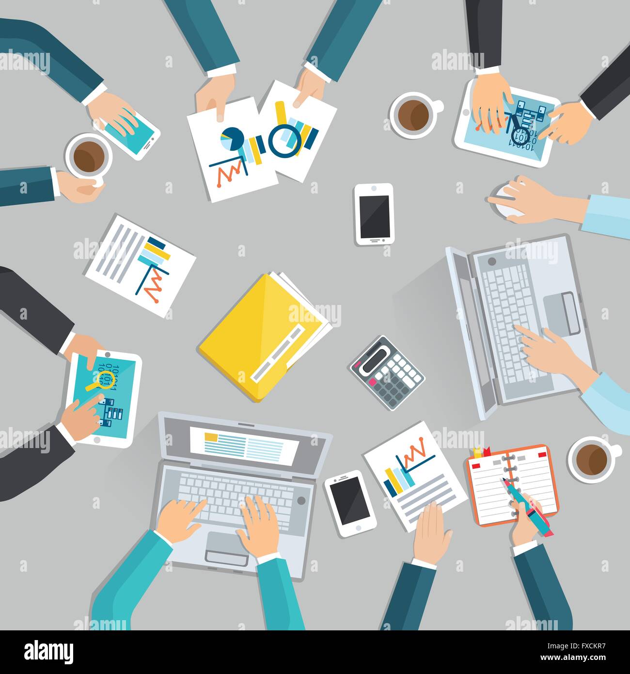 Business woman work tablet Stock Vector Images - Alamy