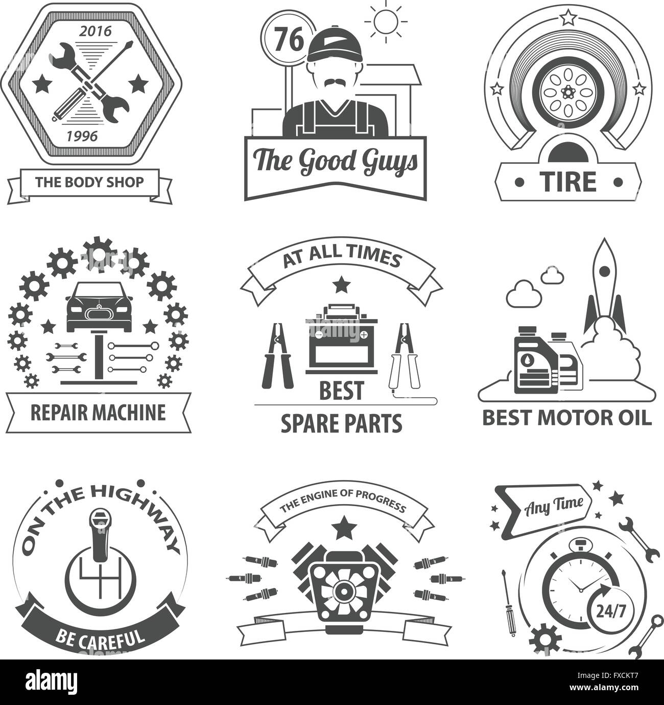 Car Service Label Set Stock Vector Image & Art - Alamy