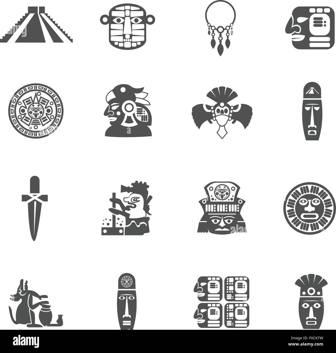 Maya Icons Black Stock Vector Image & Art - Alamy
