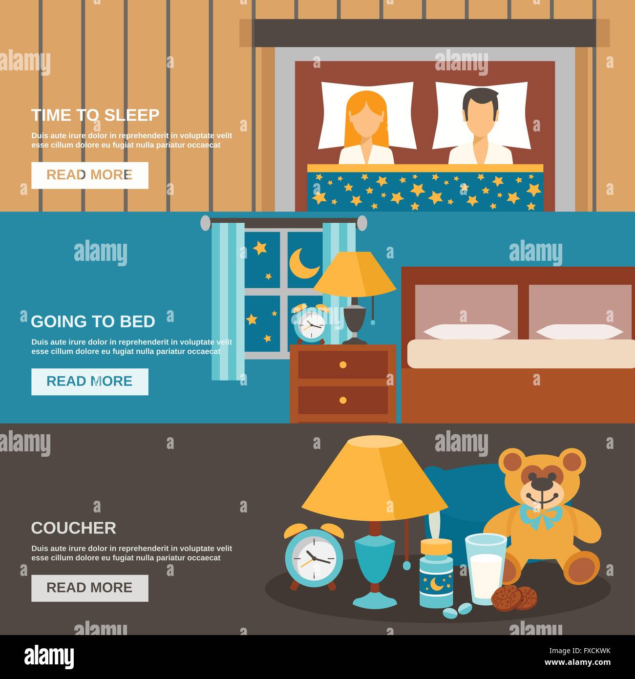 Sleep Time Banner Set Stock Vector Image & Art - Alamy