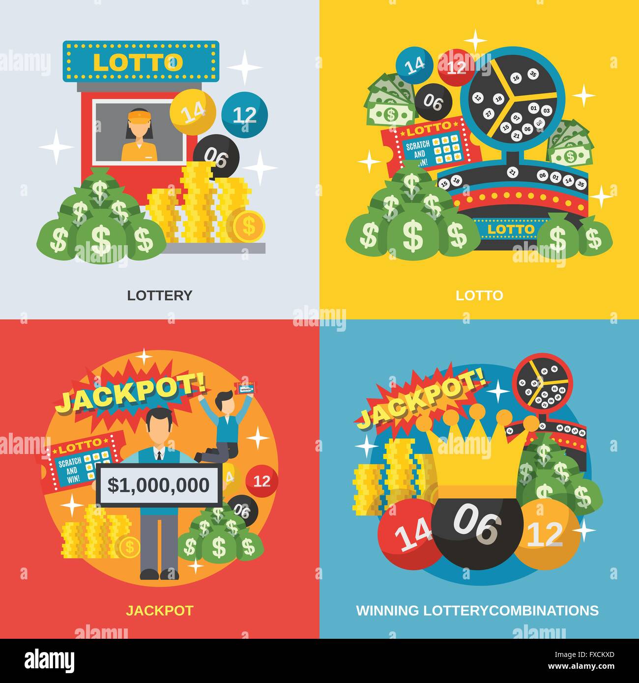 Lottery Flat Set Stock Vector Image & Art - Alamy