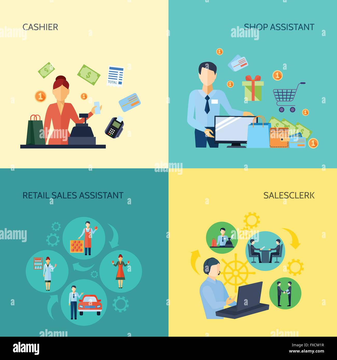 Set Of 2x2 Design Salesman Stock Vector Image & Art - Alamy