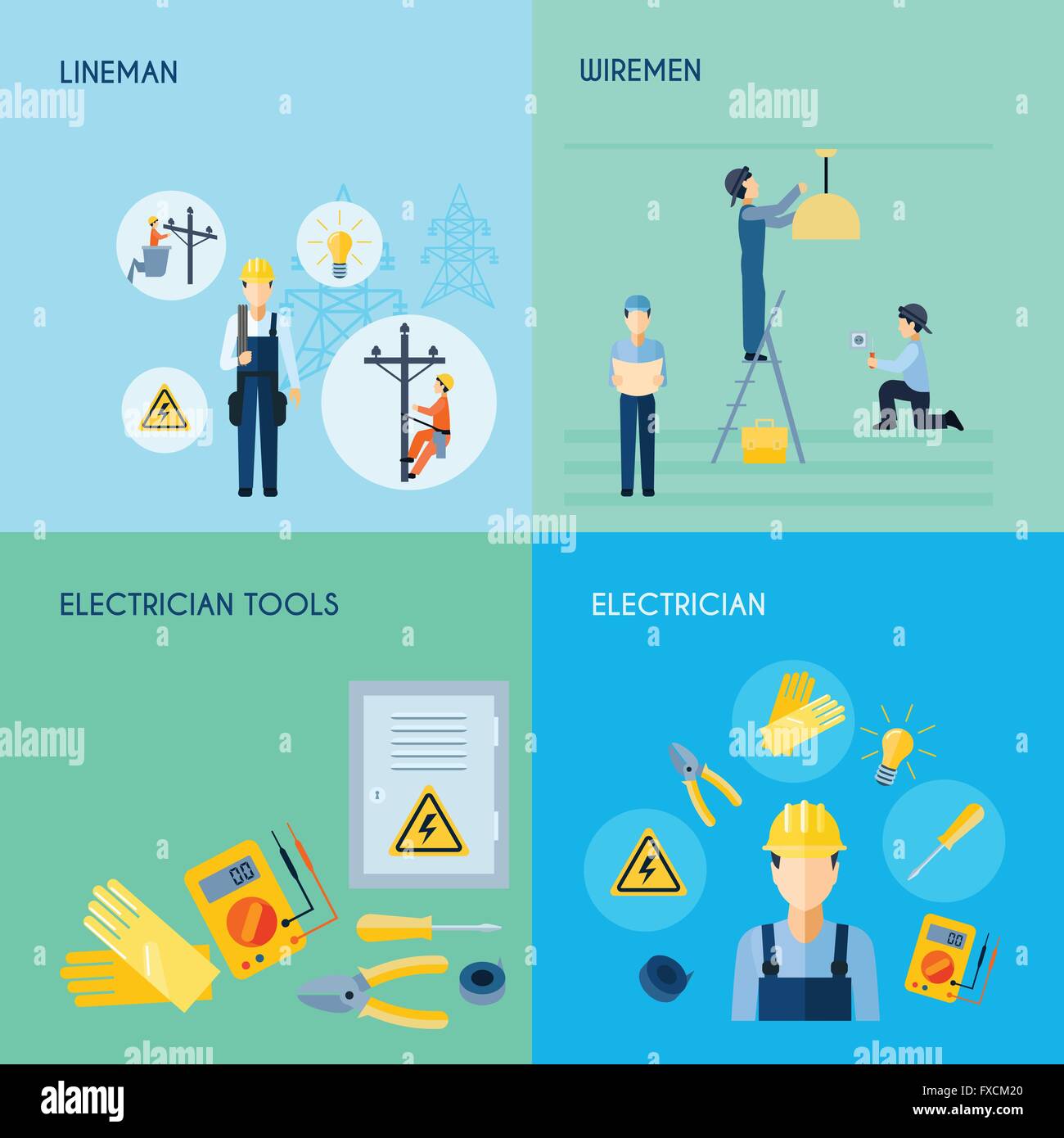 Electricity Set 2x2 Design Stock Vector Image & Art - Alamy