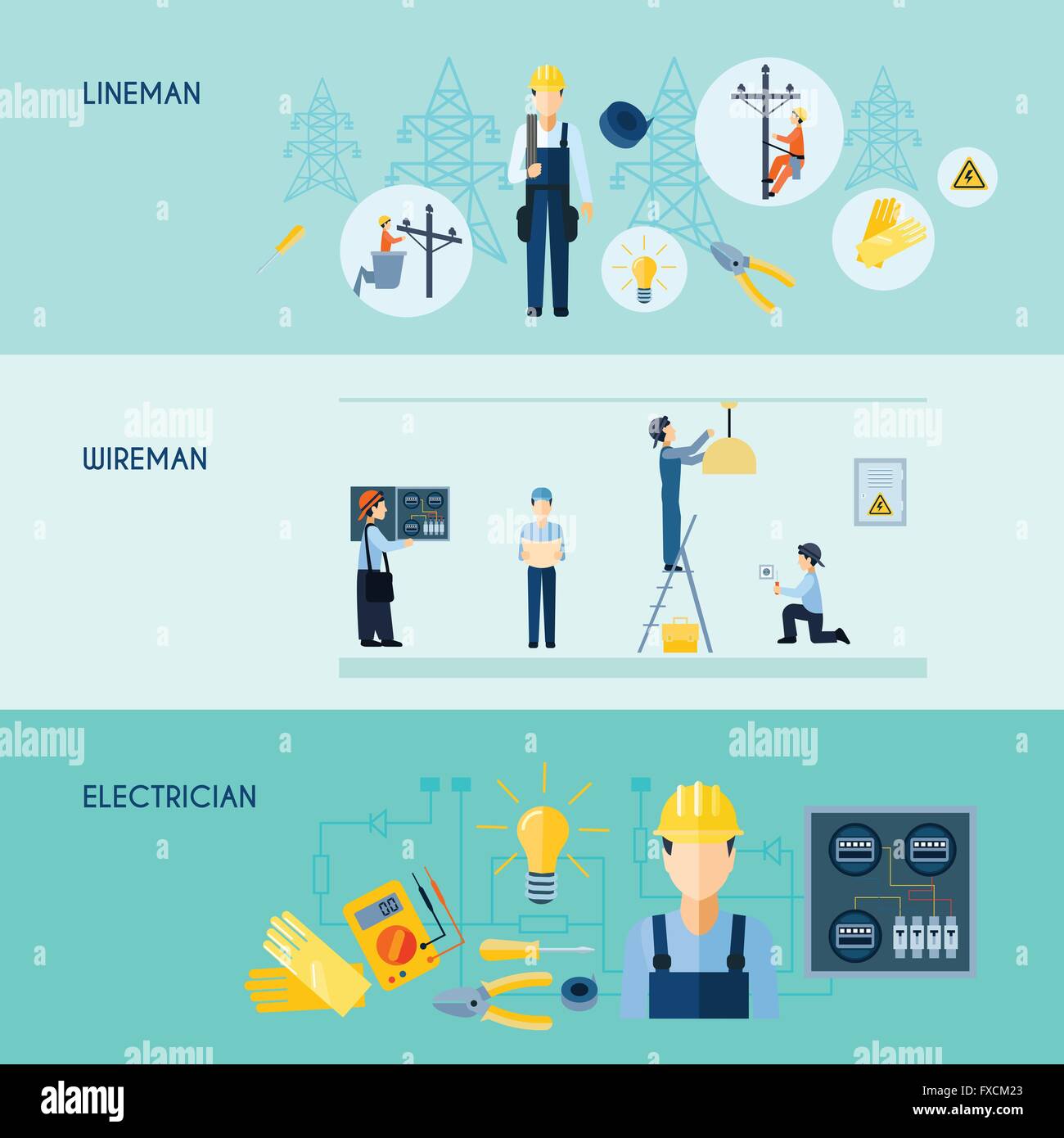 Set Of Three Electricity Banners Stock Vector Image & Art - Alamy