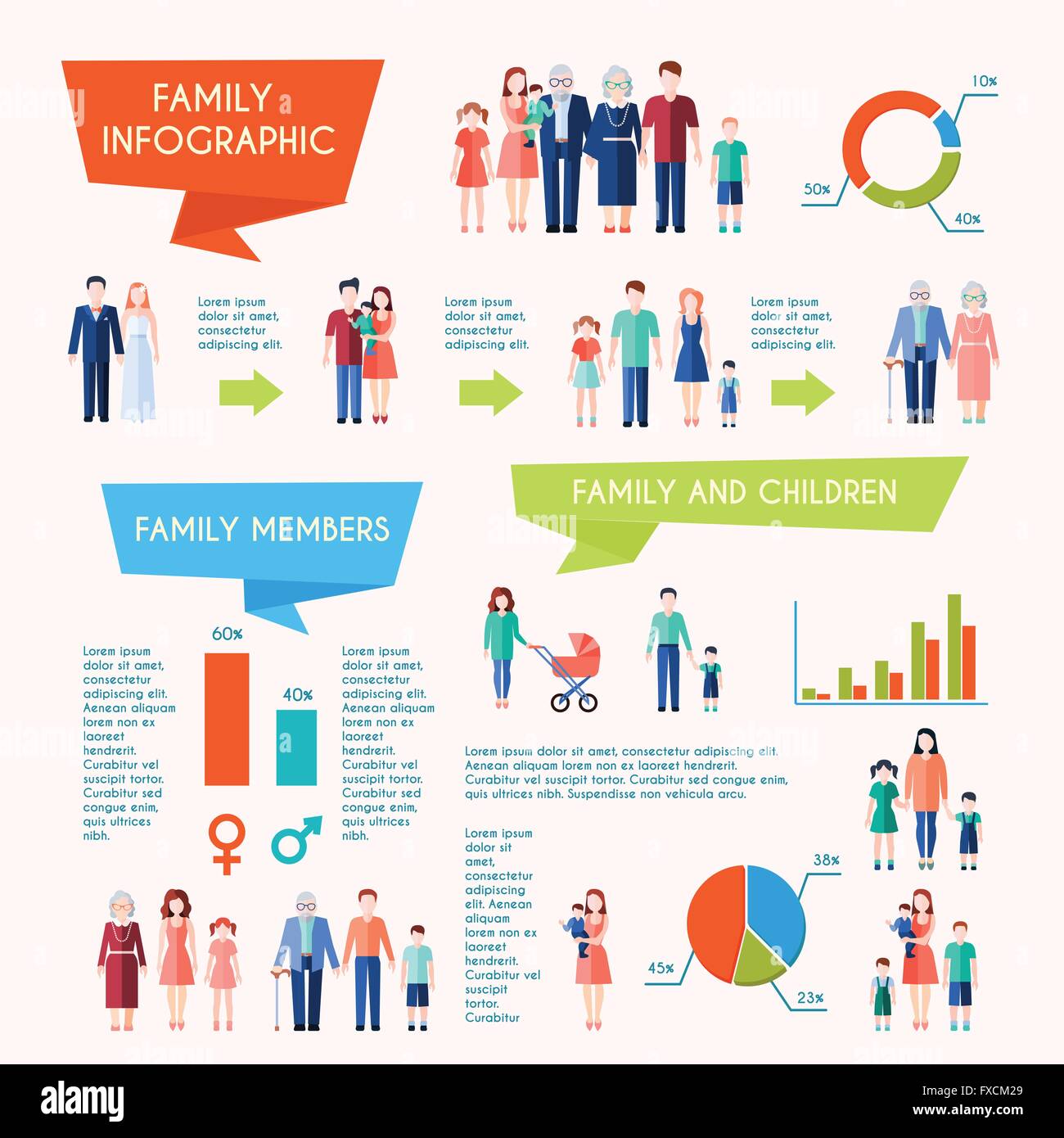 Flat Poster With Family Infographic Stock Vector Image & Art - Alamy