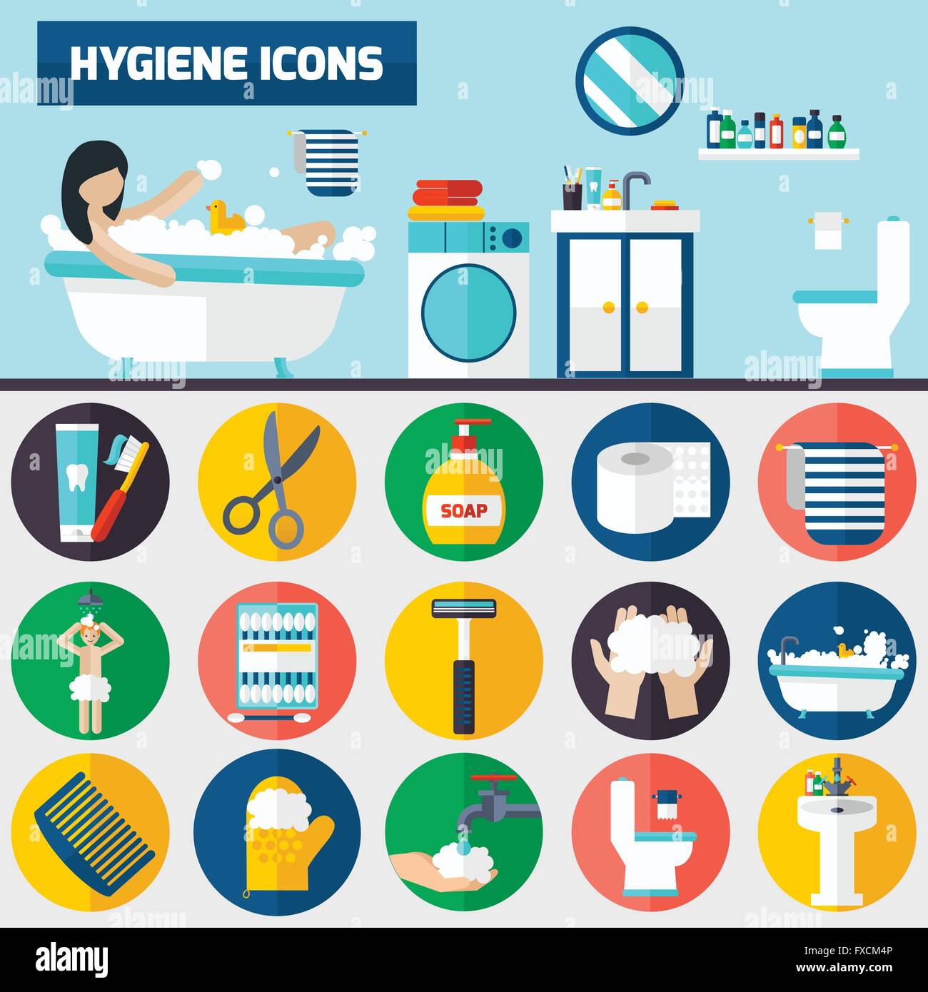 Personal hygiene flat icons composition banners Stock Vector Image ...