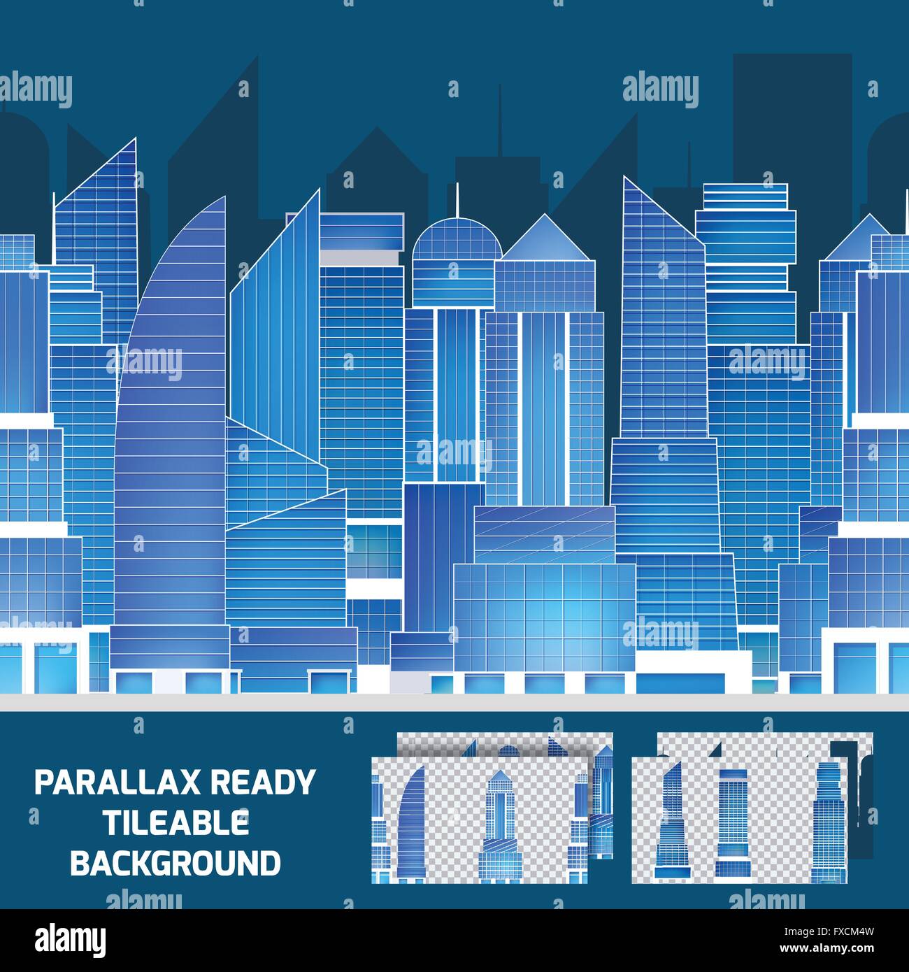Modern night cityscape tileable parallax background Stock Vector Image ...