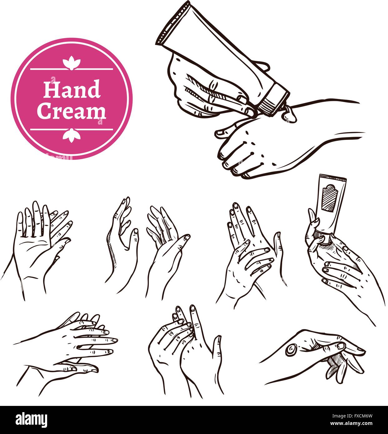 Hands applying lotion Stock Vector Images - Alamy