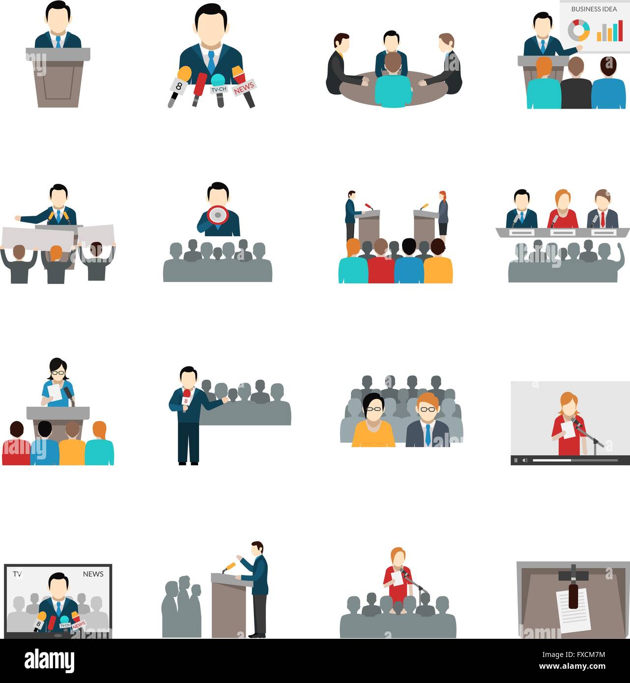 Public Speaking Icons Set Stock Vector Image & Art - Alamy