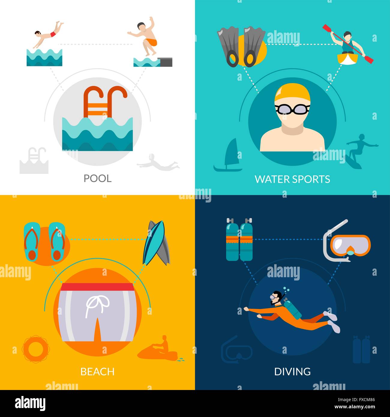 Swimming Flat Set Stock Vector Image & Art - Alamy
