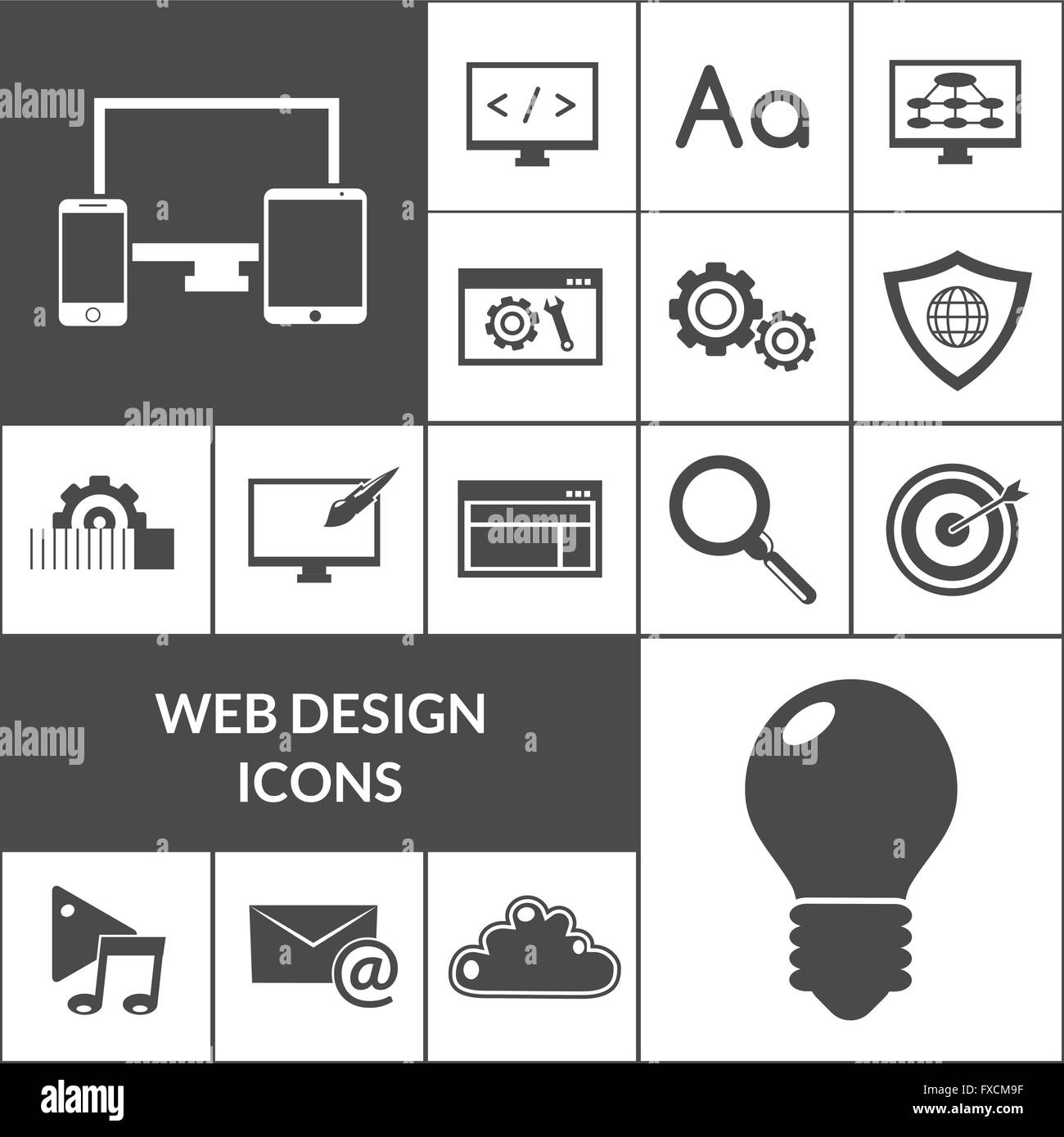 Web design development concept Black and White Stock Photos & Images ...
