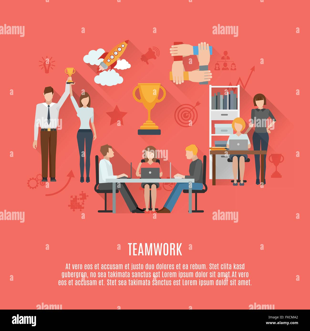 Business teamwork concept flat poster Stock Vector Image & Art - Alamy