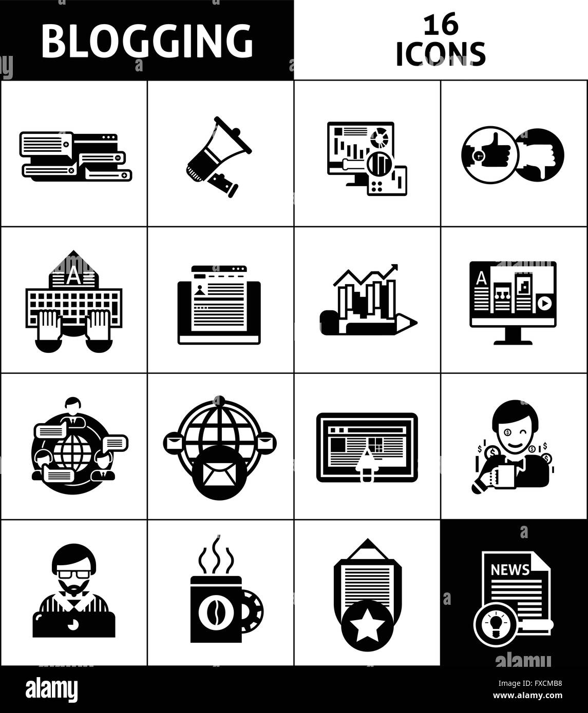 Blogging And Media Icons Set Stock Vector Image & Art - Alamy
