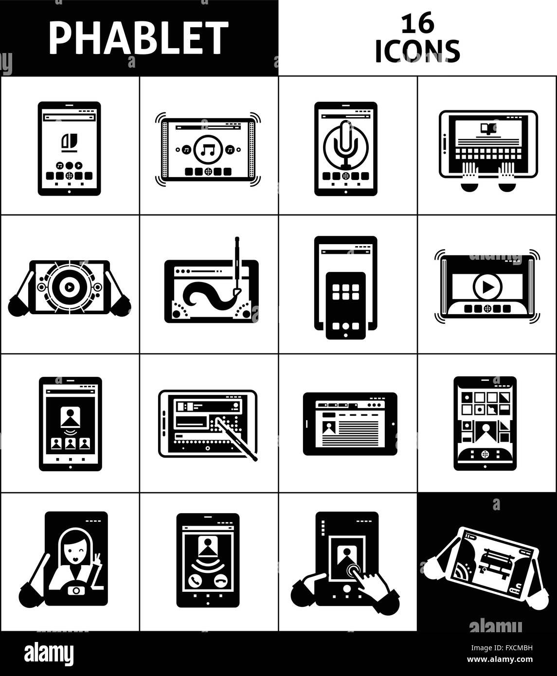 Phablet Black White Icons Set Stock Vector Image & Art - Alamy