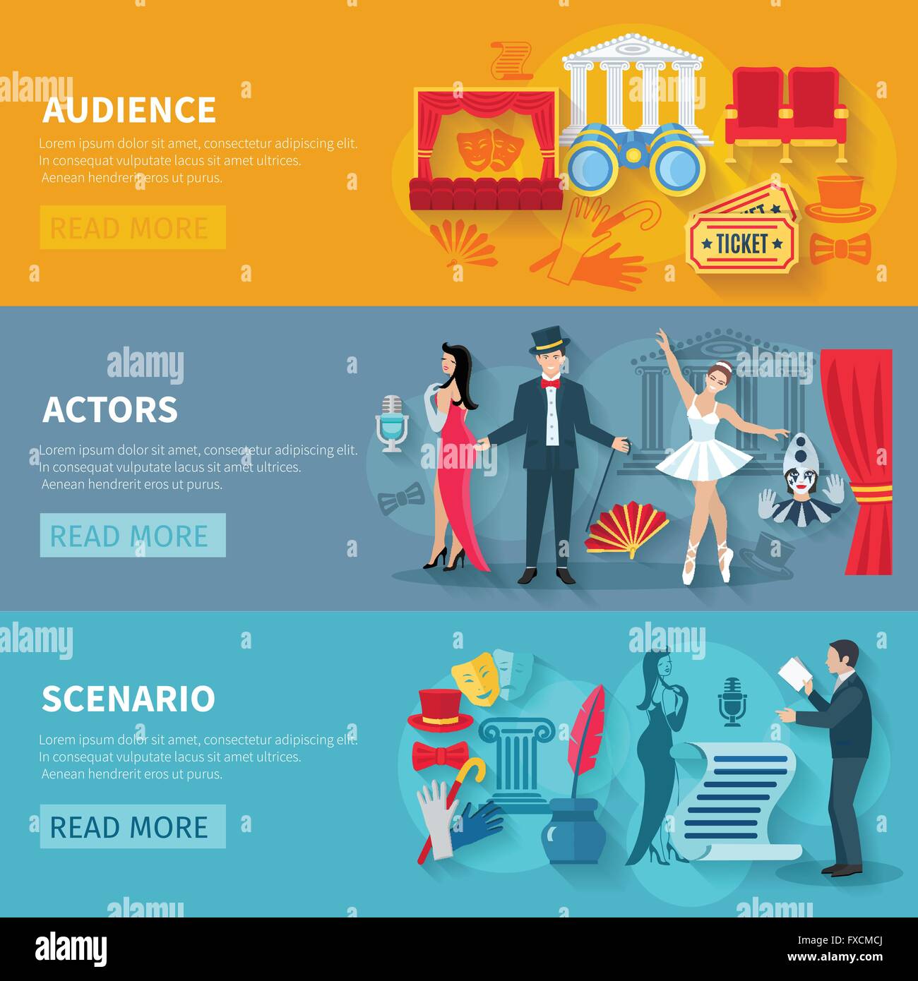 Theater Banner Set Stock Vector Image & Art - Alamy