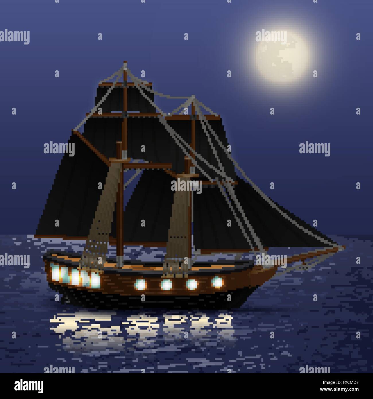 Night Sea Background Stock Vector Image & Art - Alamy