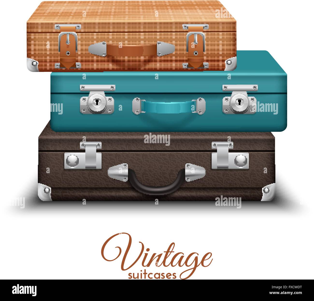 Vintage suitcases and trunk Stock Vector Images - Alamy
