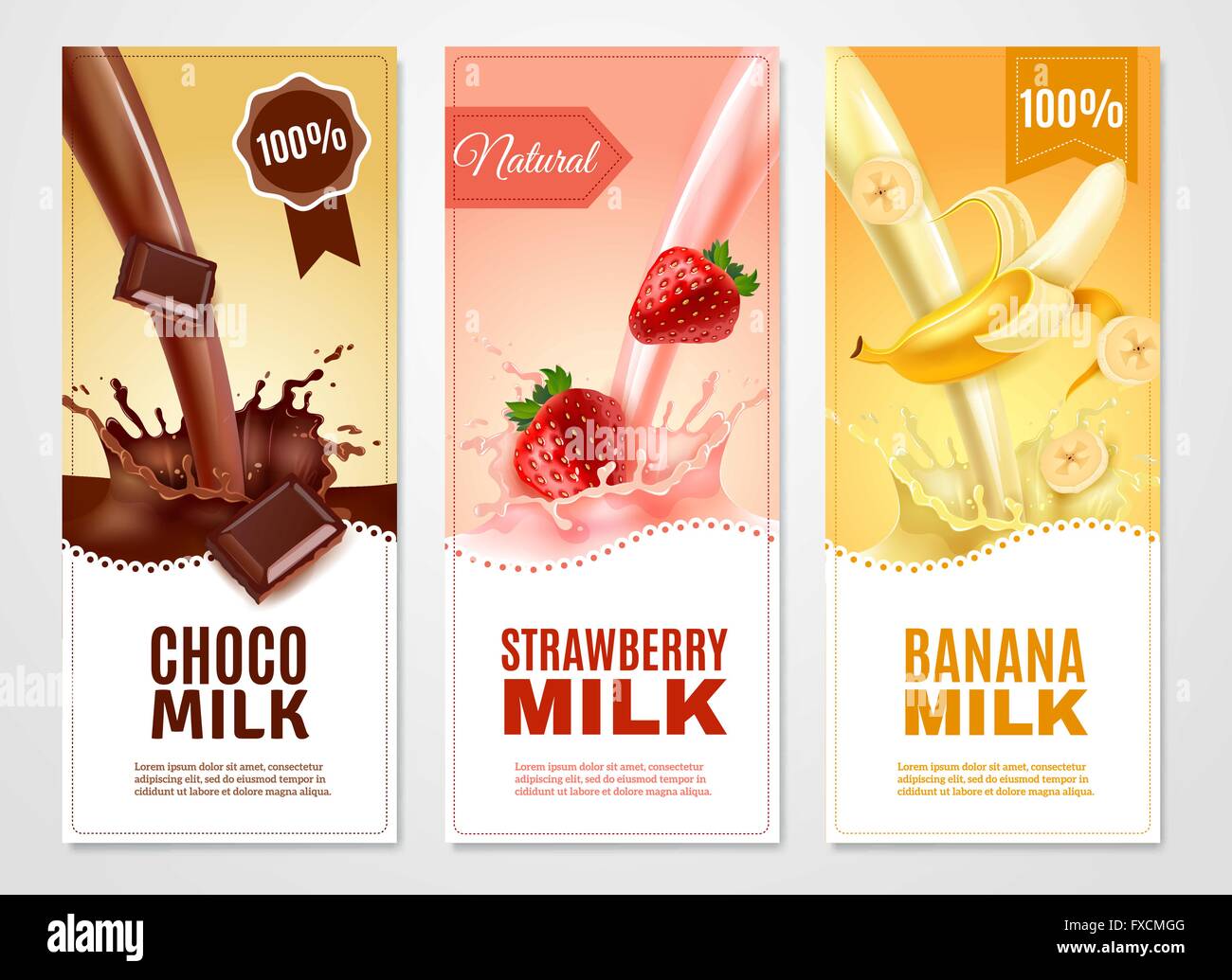 Sweet Milk Banners Set Stock Vector Image & Art - Alamy