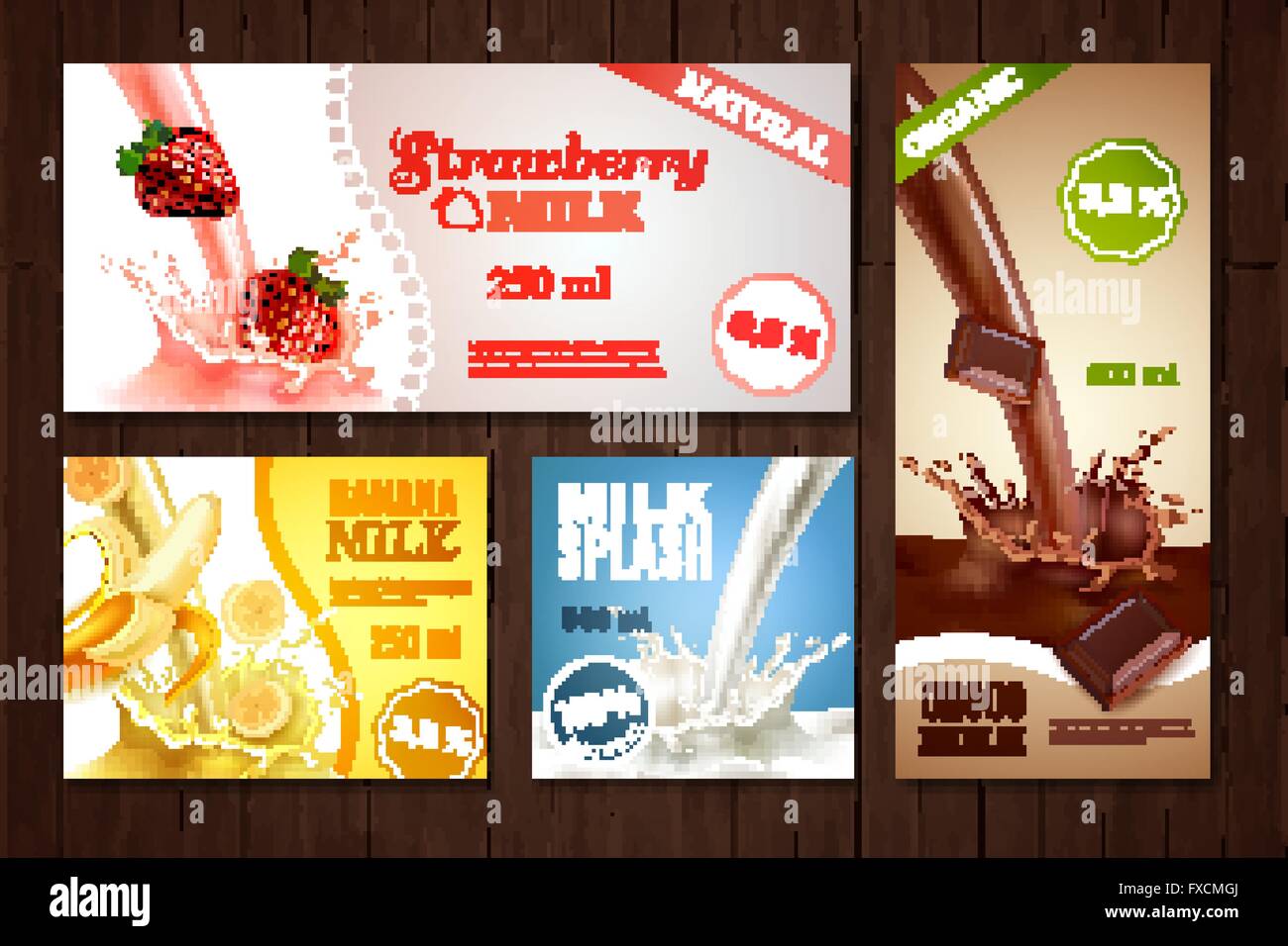 Milk Banners Set Stock Vector Image & Art - Alamy