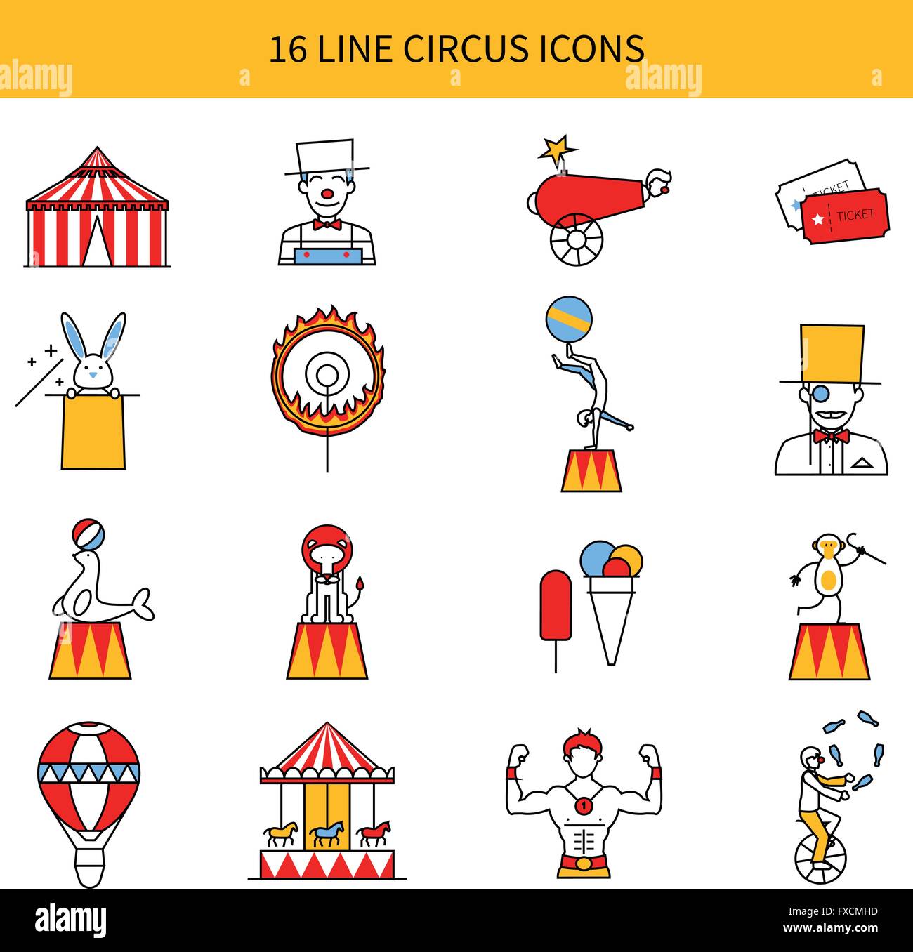 Circus Line Icons Set Stock Vector Image & Art - Alamy