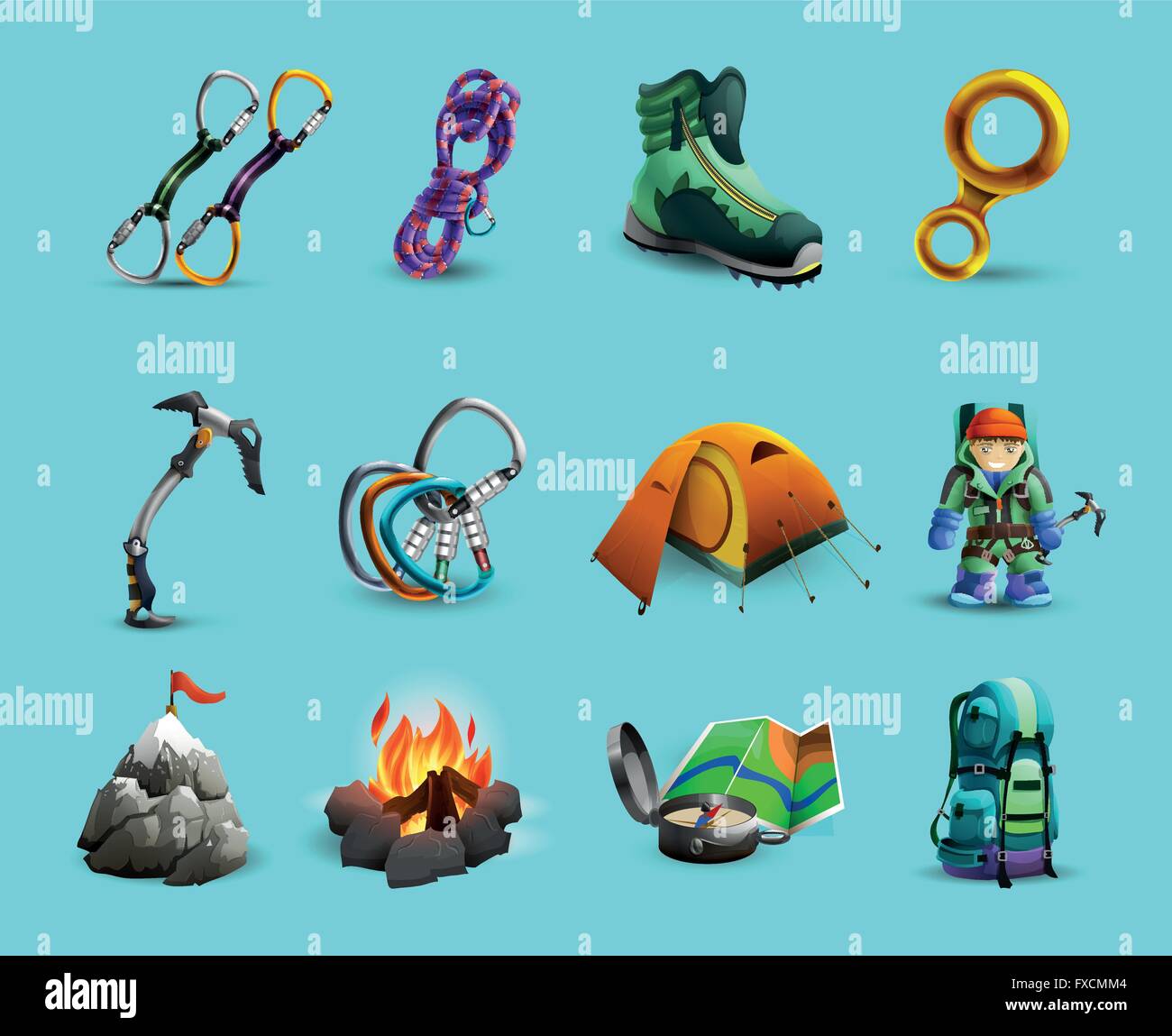 Alpine mountains climbing 3d icons set Stock Vector Image & Art - Alamy