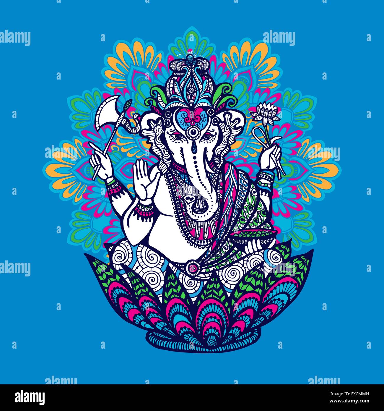 Ganesha With Ornate Mandala Stock Vector Image & Art - Alamy
