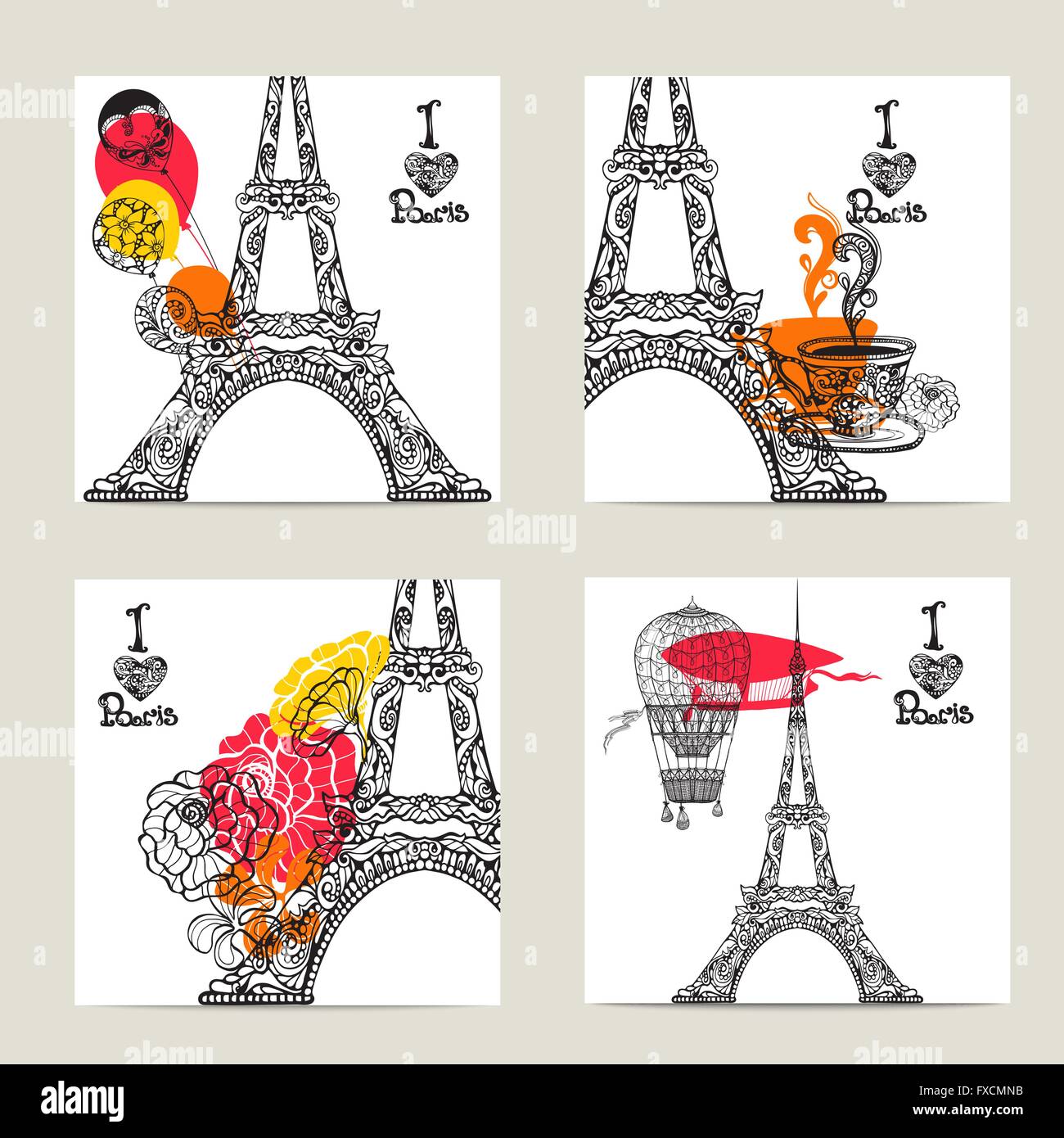 Paris Card Set Stock Vector Image & Art - Alamy