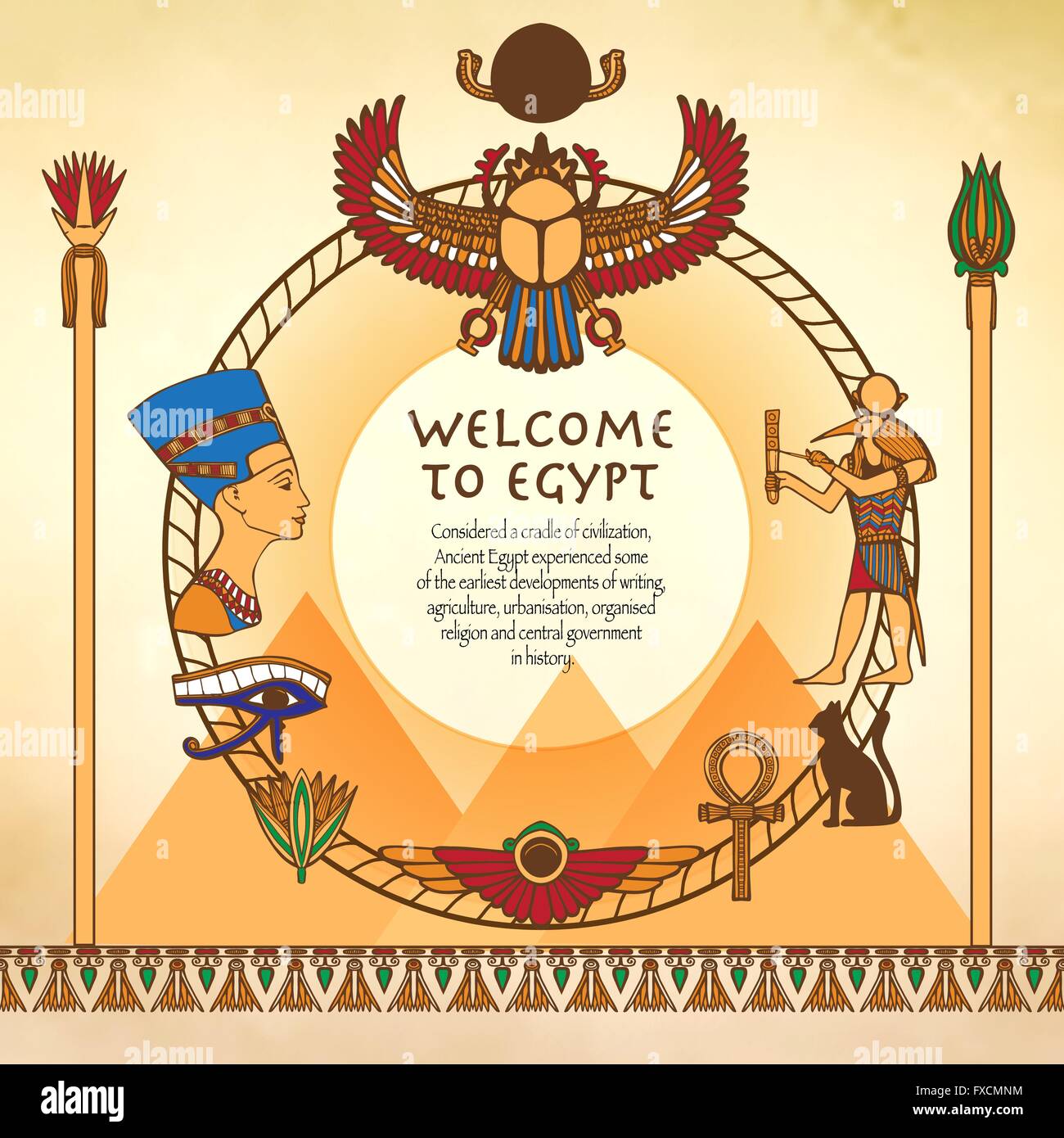 Egyptian Background With Frame Stock Vector Image & Art - Alamy