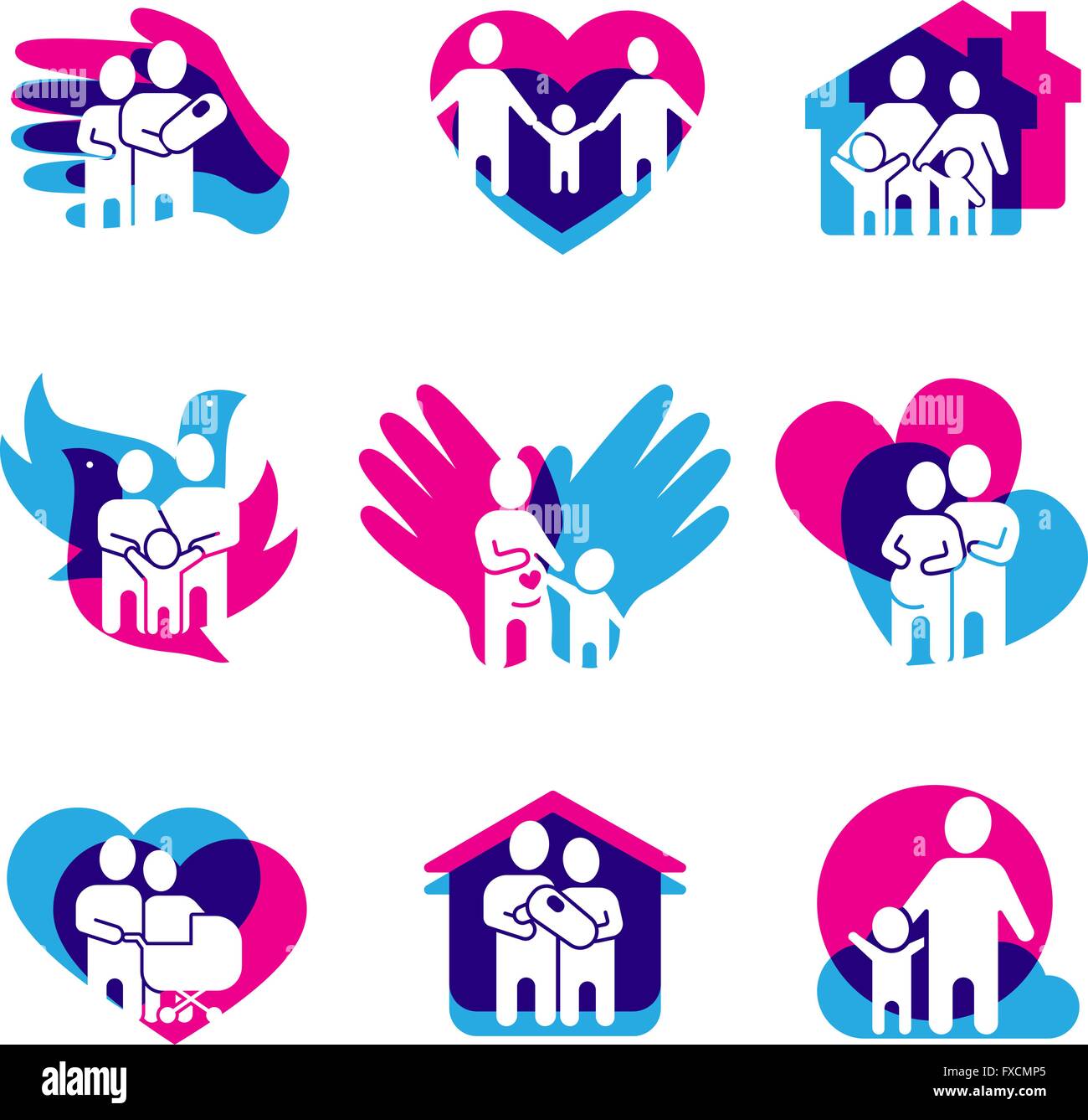 Family Logo Set Stock Vector Image & Art - Alamy