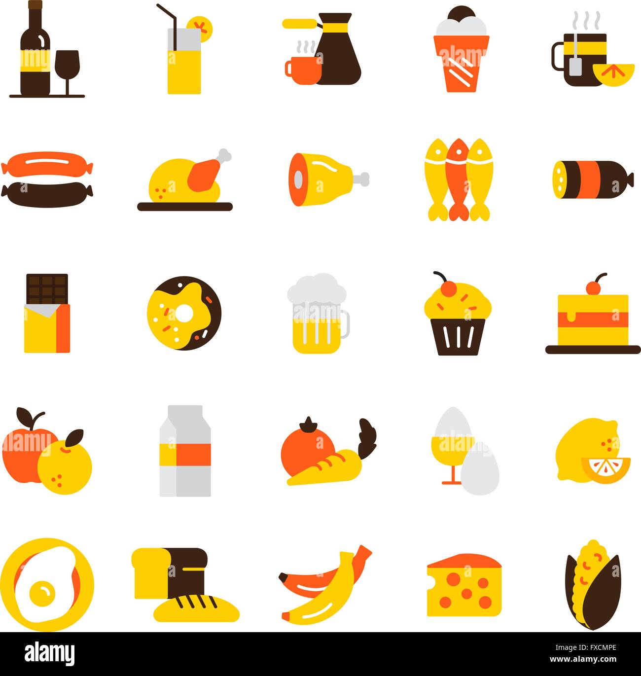 Food Icons Set Stock Vector Image & Art - Alamy