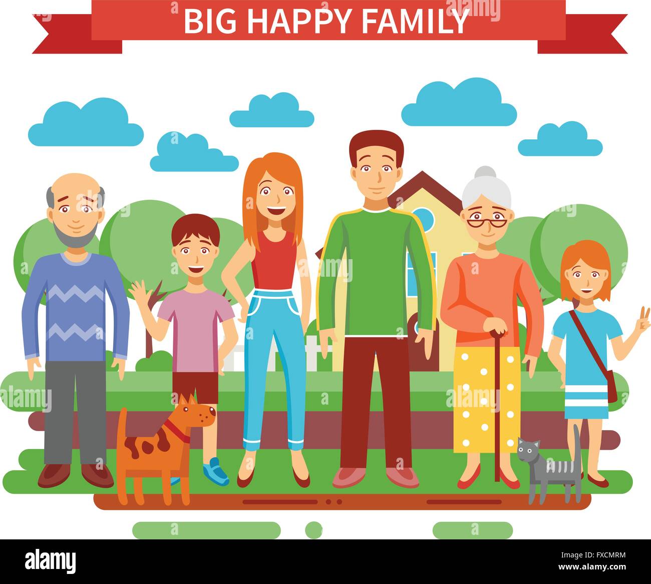 Big Family Illustration Stock Vector Image & Art - Alamy