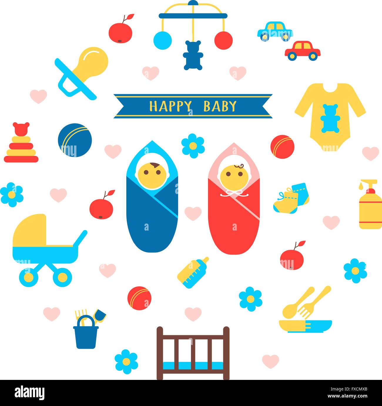 Toddler girl in baby stroller diaper Stock Vector Images - Alamy