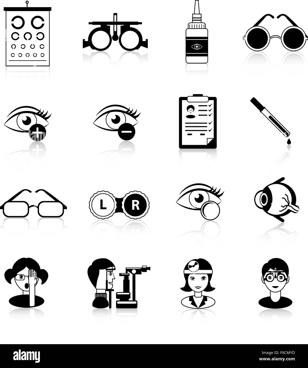 Ophthalmology Black White Icons Set Stock Vector Image & Art - Alamy