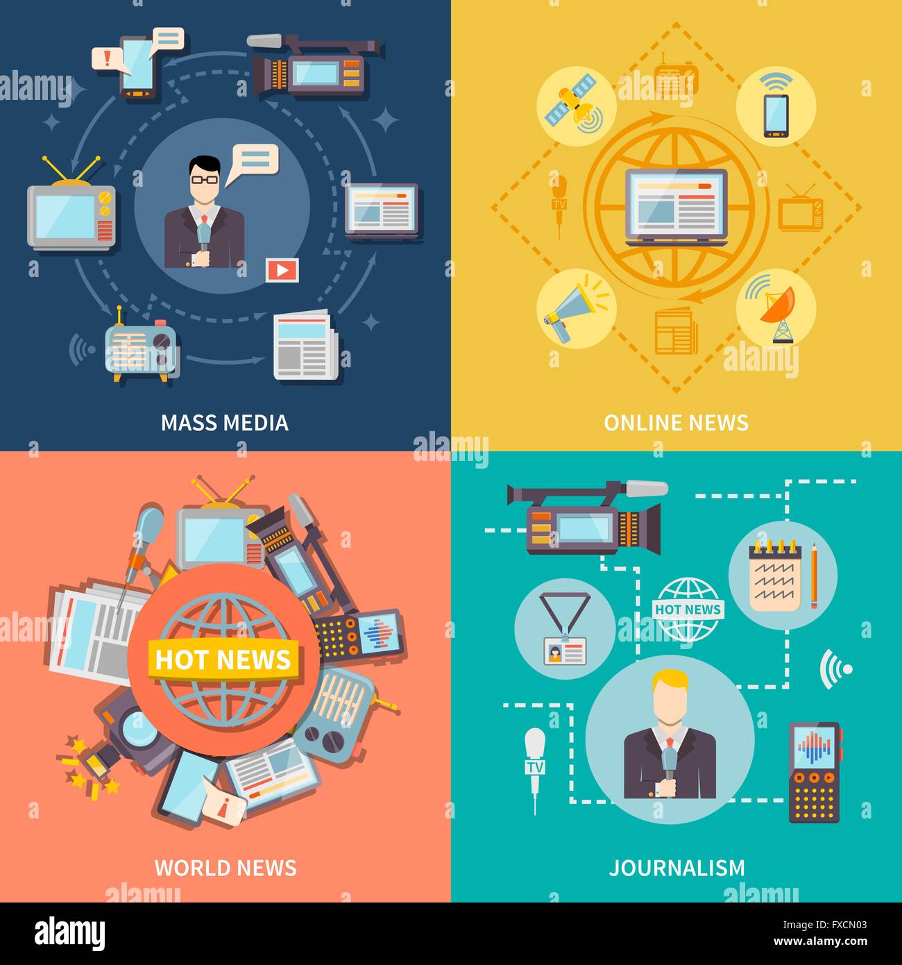 Journalism Icons Set Stock Vector Image & Art - Alamy