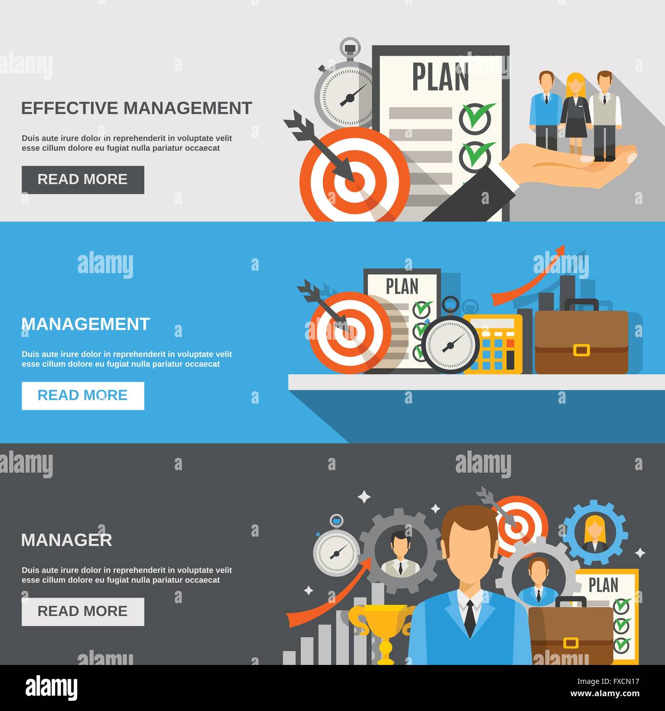 Management Banner Set Stock Vector Image & Art - Alamy