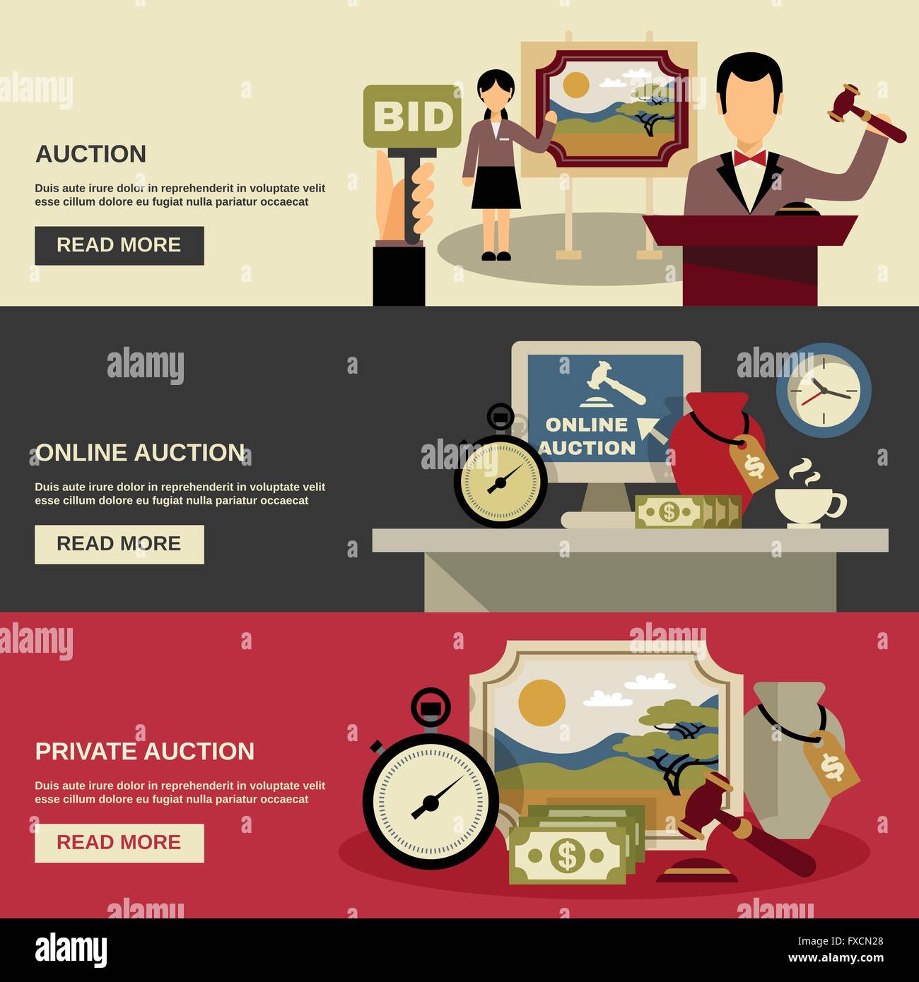 Auction Banners Set Stock Vector Image & Art - Alamy