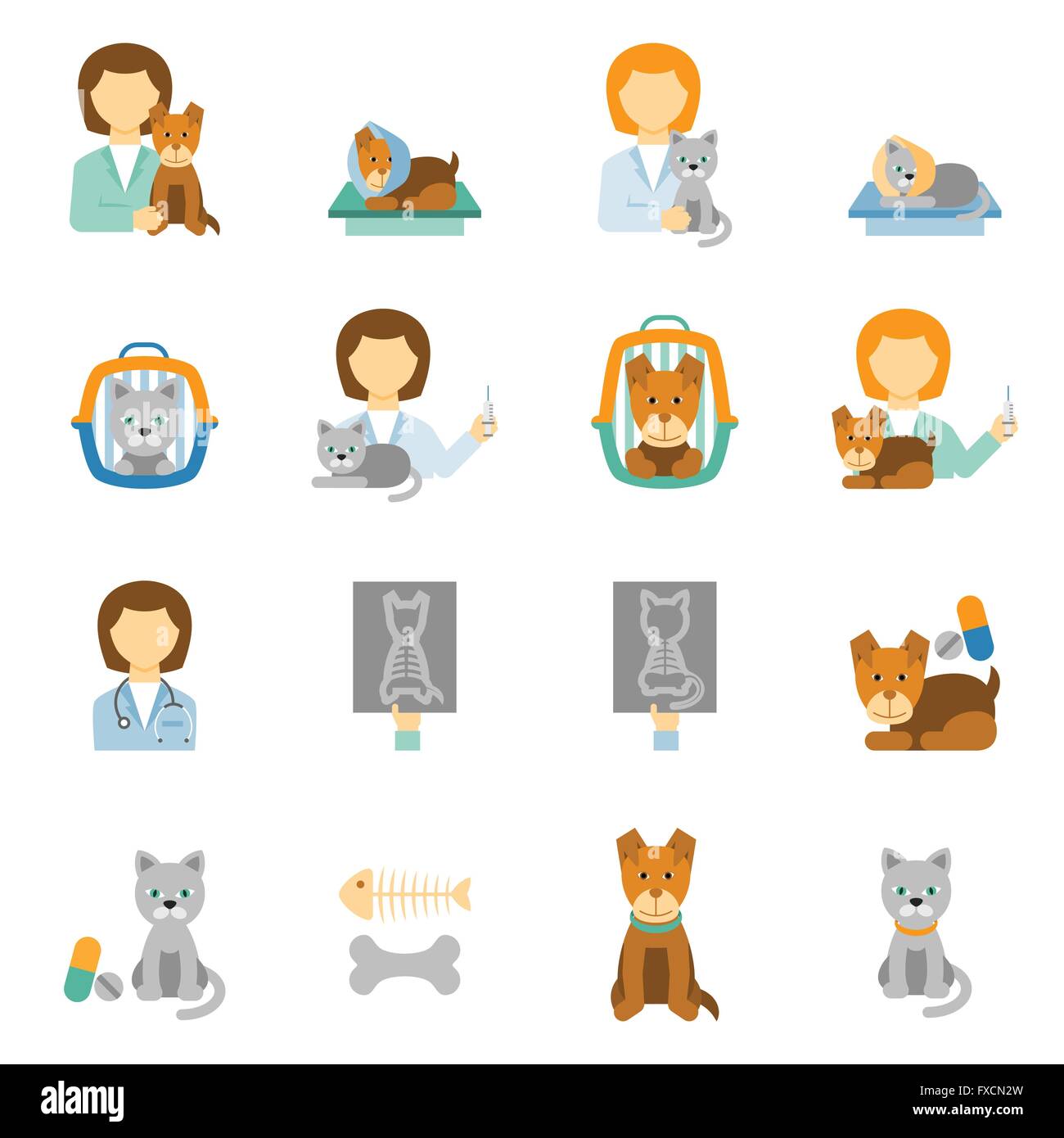 Veterinary clinic practice flat icons set Stock Vector Image & Art - Alamy