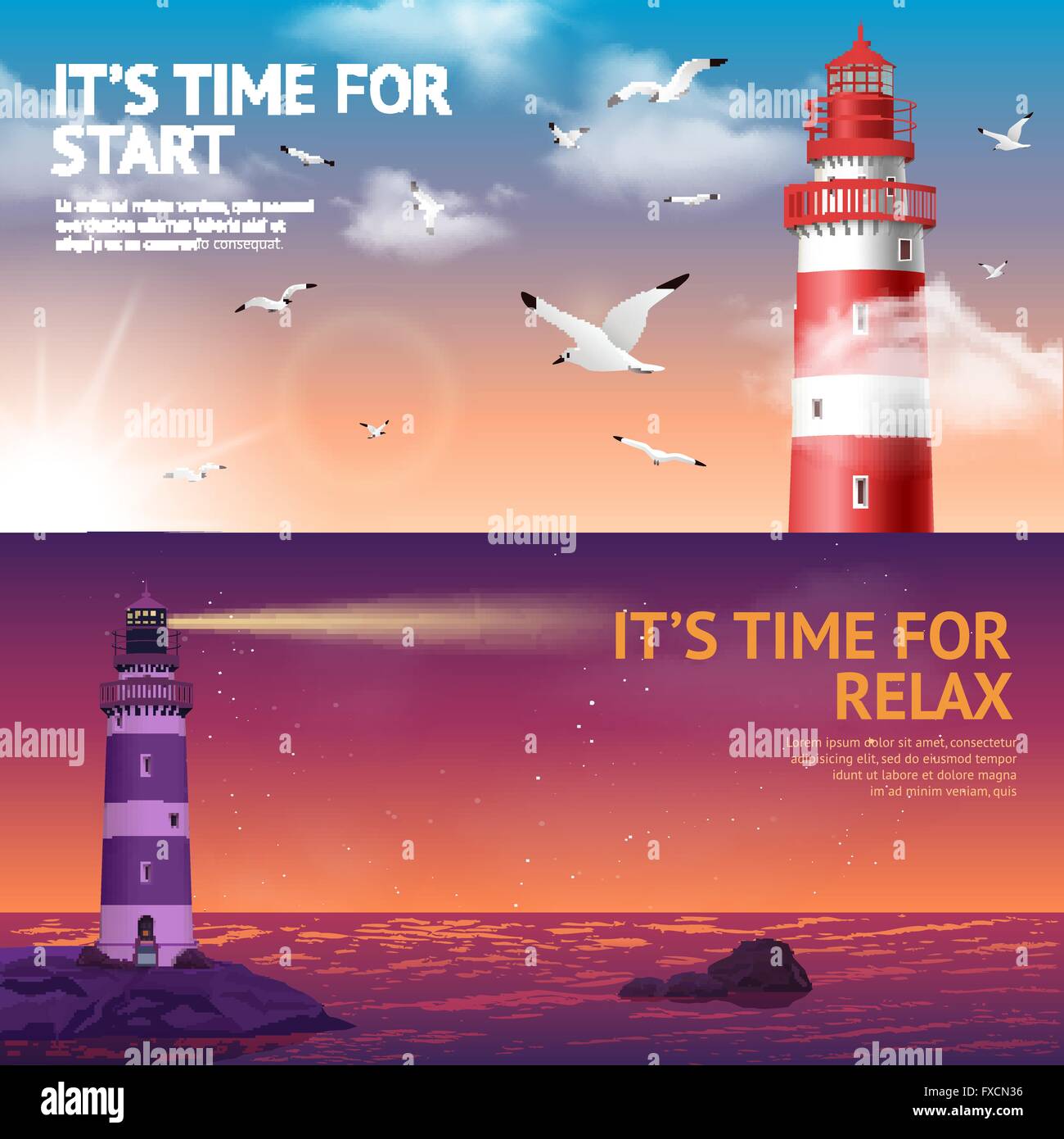 Lighthouse Banner Set Stock Vector Image & Art - Alamy