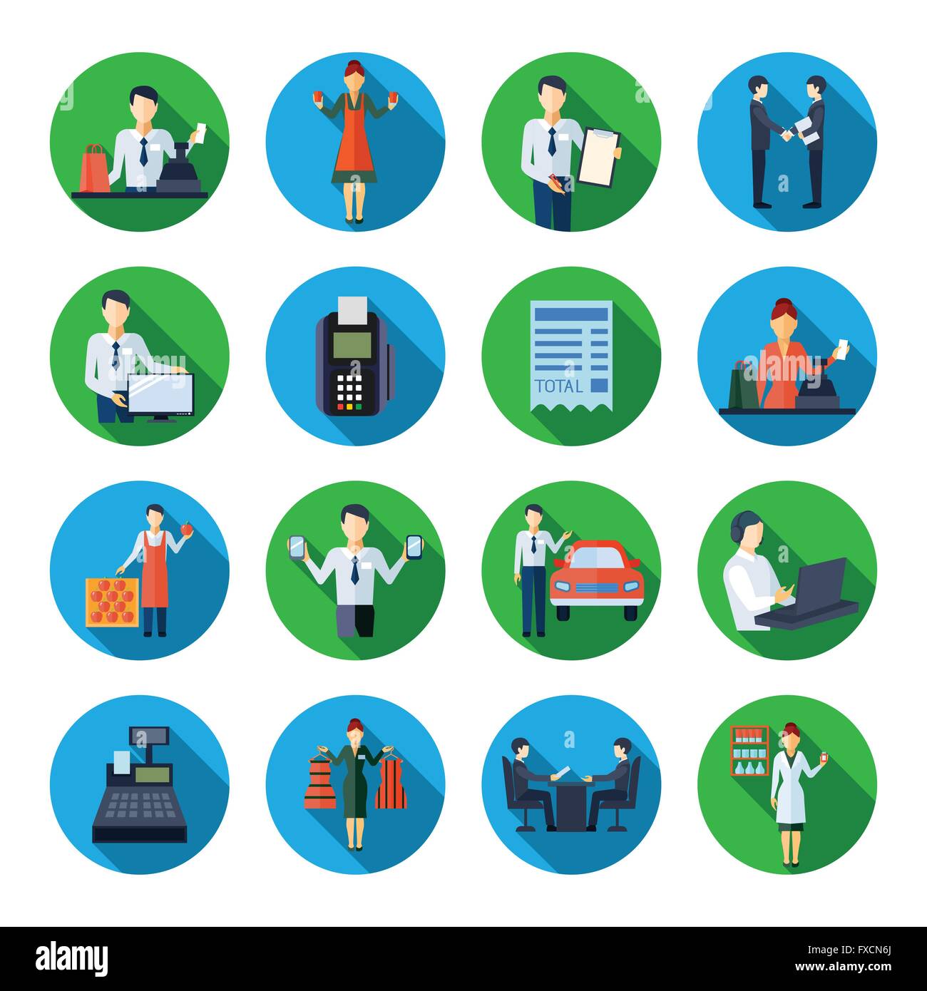 Salesman flat round icons set Stock Vector Image & Art - Alamy