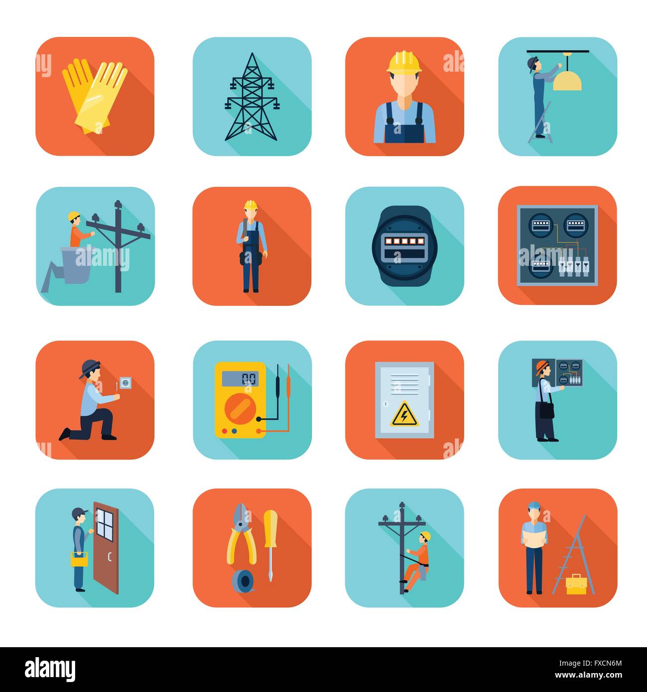 Electricity man professional flat icons collection Stock Vector Image ...