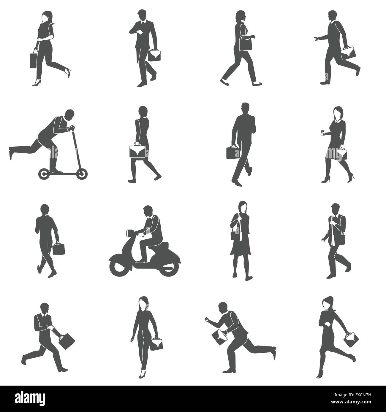 People Silhouettes Going To Work Stock Vector Image & Art - Alamy