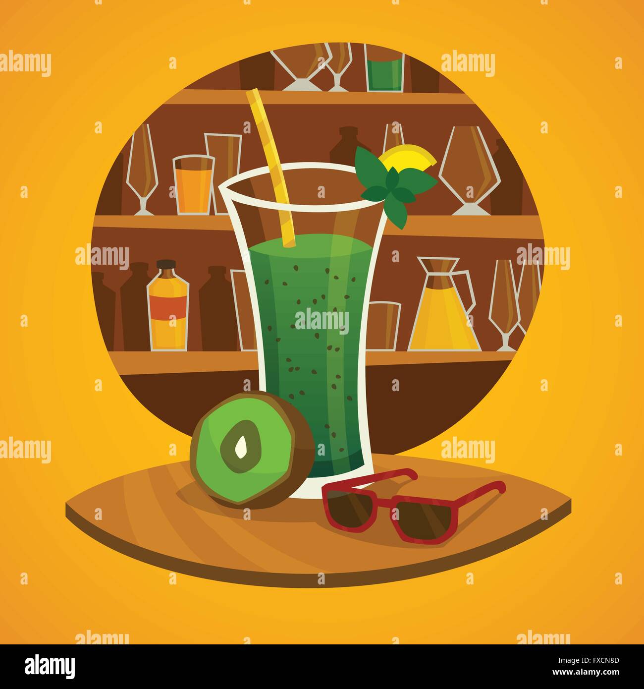 Fresh juice on table Stock Vector Images - Alamy