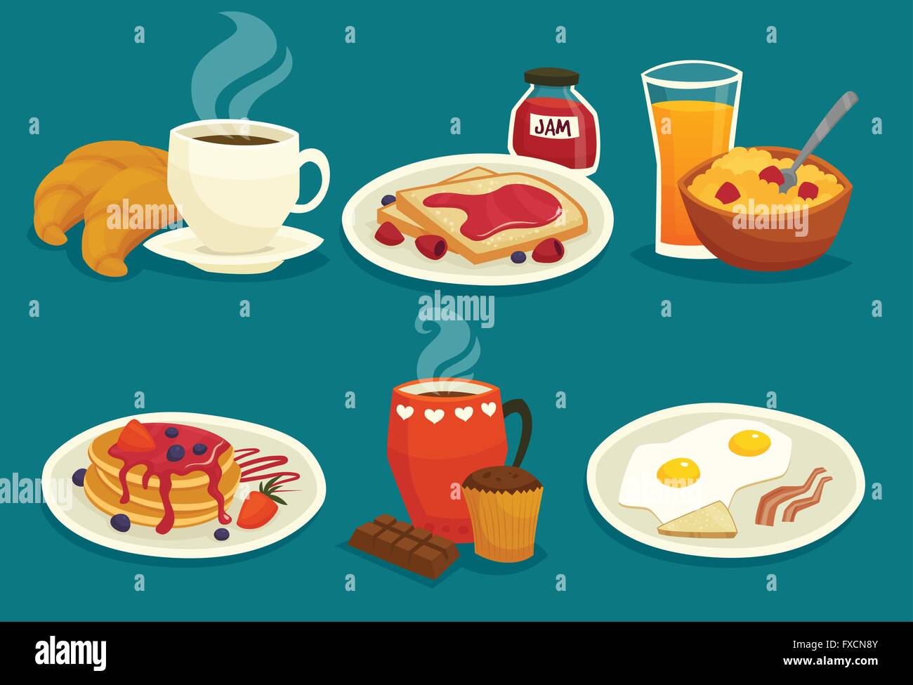 Set Of Breakfast Cartoon Icons Stock Vector Image & Art - Alamy