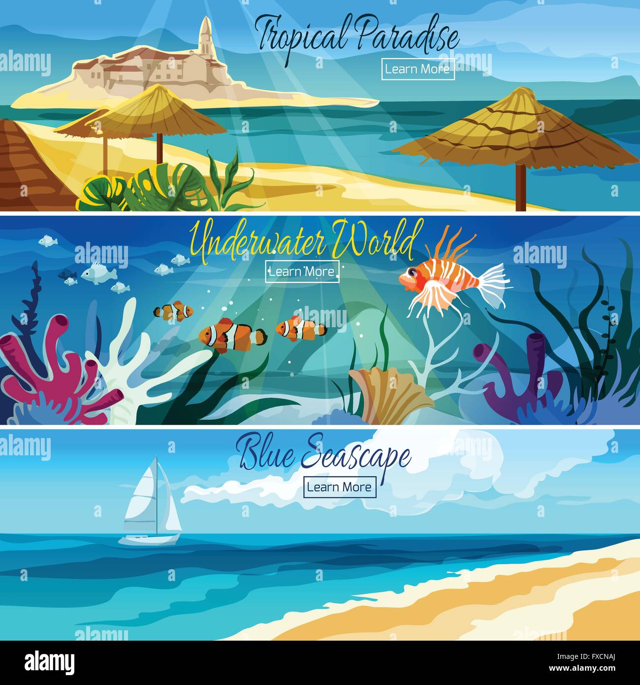 Beautiful blue seascape sunset Stock Vector Images - Alamy