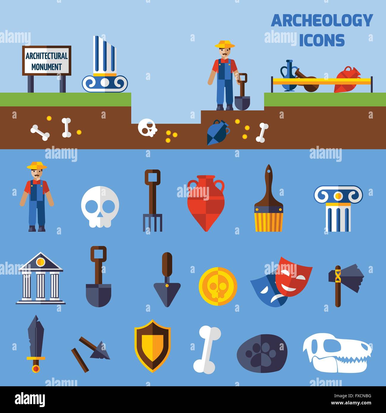 Archeology Icons Set Stock Vector Image & Art - Alamy