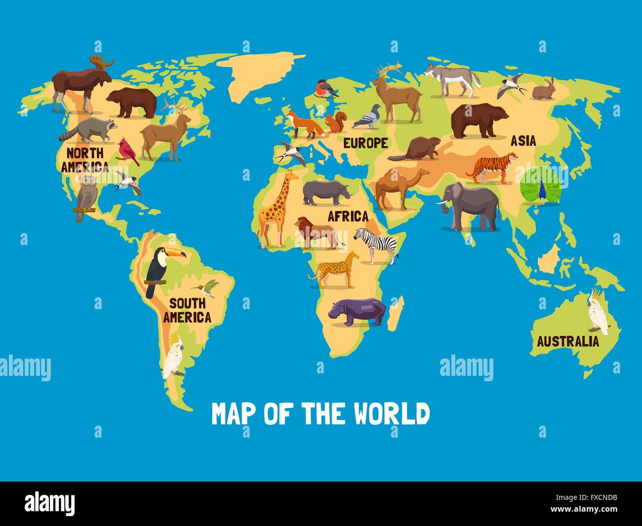 Animals World Map Stock Vector Image & Art - Alamy