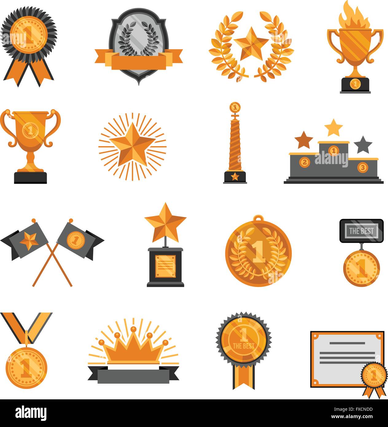 Trophy And Awards Icons Set Stock Vector Image & Art - Alamy