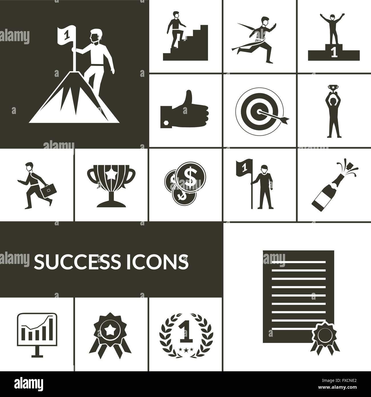 Success Icons Black Set Stock Vector Image & Art - Alamy