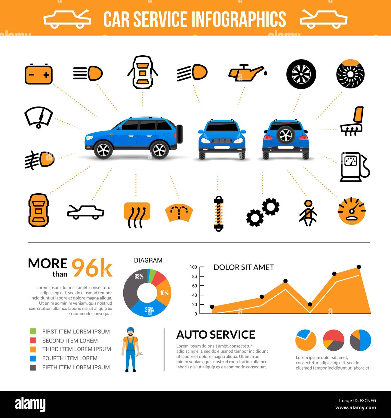 Car Service Infographic Set Stock Vector Image & Art - Alamy