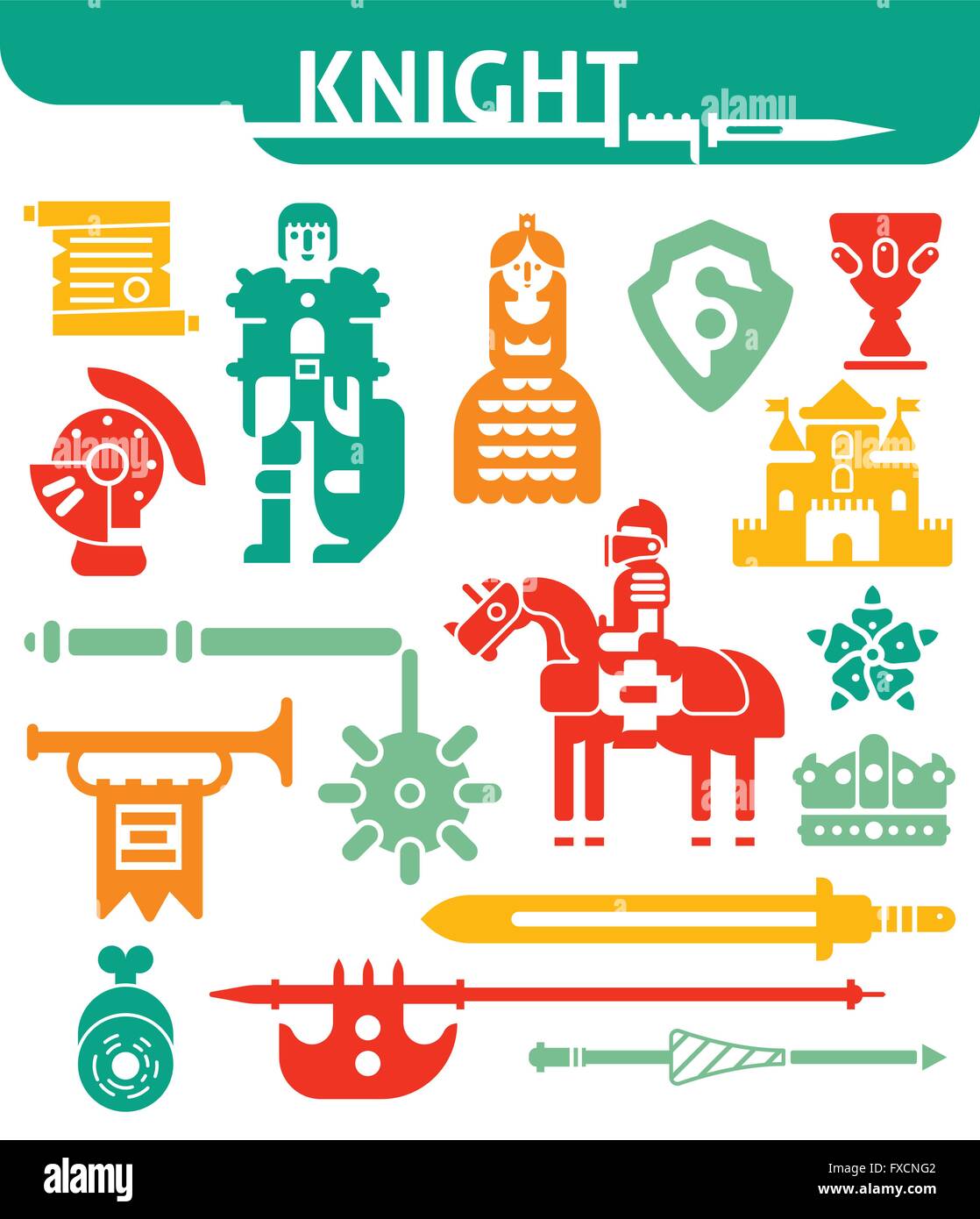 Set Of Monochrome Icons Knight Stock Vector Image & Art - Alamy
